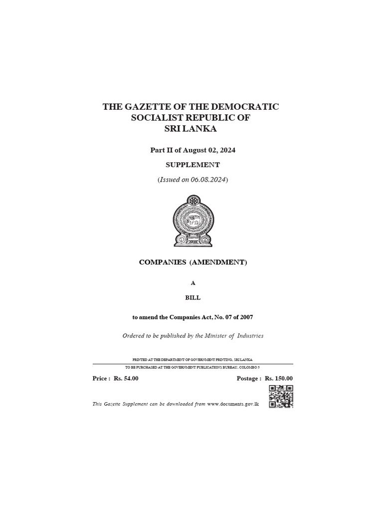 Companies Act (Amendment) Bill 2024 | PDF | Bill (Law) | Bearer Instrument