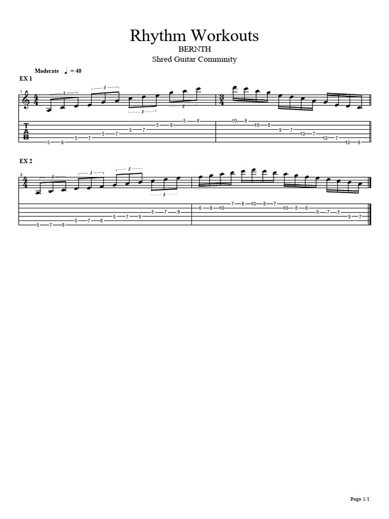Shred Guitar Rhythm Exercises | PDF | Guitars | Irish Musical Instruments