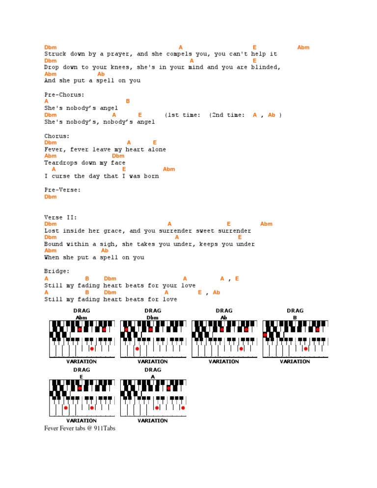 "Fever Fever Lyrics and Chords" | PDF | Song Structure | Songs