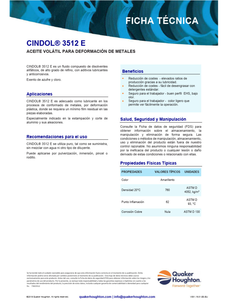 FT QH Cindol 3512 E | PDF | Lubricante | Cobre