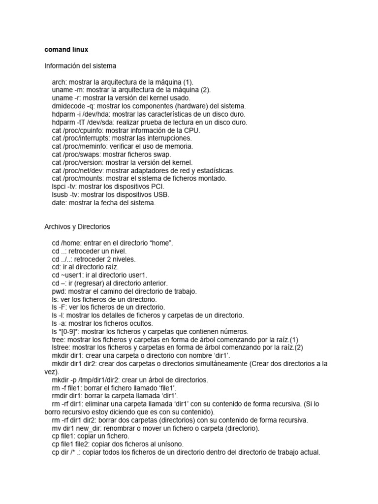 Comand Linux 0 1 Pdf Archivo De Computadora Zip Formato De Archivo