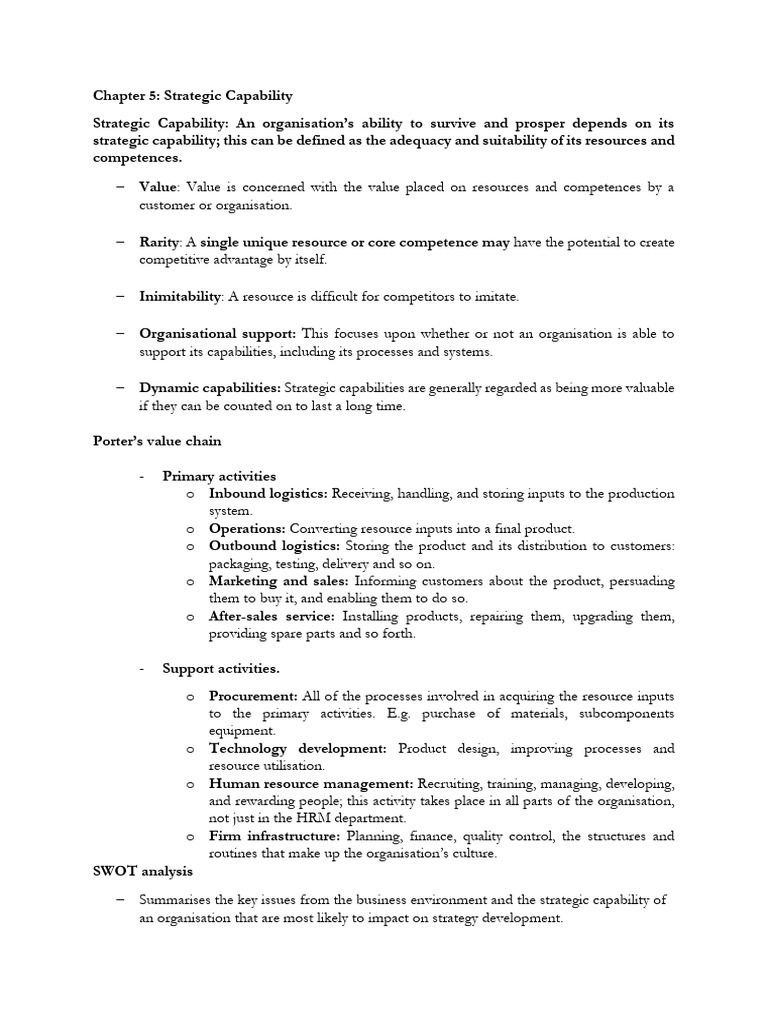 Strategic Capability and Value Chain Analysis | PDF | Logistics ...