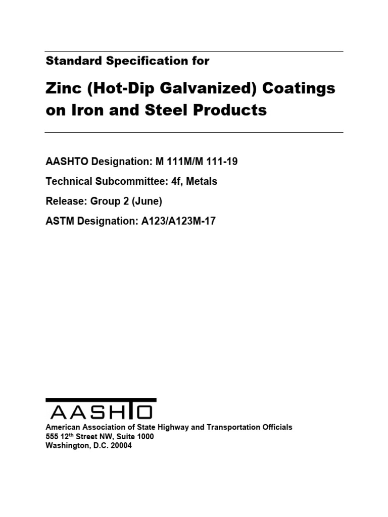 Aashto M 111M - M 111-19 | PDF | Galvanization | Sheet Metal
