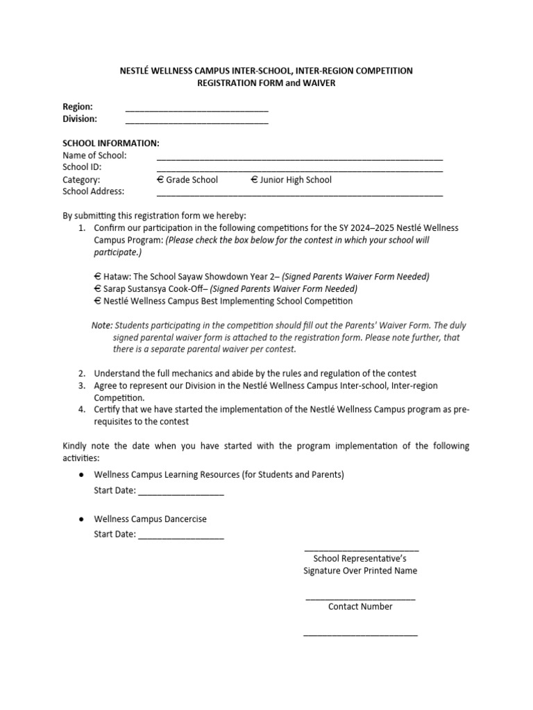 2024 NWCP Registration Form | PDF | Business | Finance & Money Management