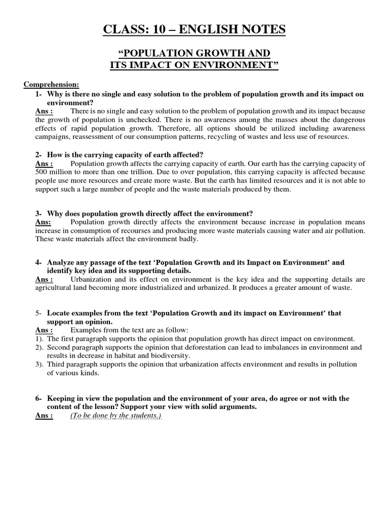 English Class 10 Notes | PDF | Natural Environment | Humility