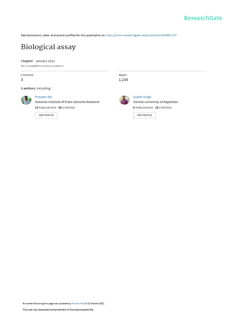 Chapter14 BiologicalAssay | PDF | Assay | In Vitro