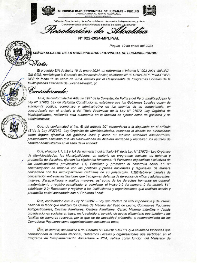 Ra 022-2024-MPLP Comedores | PDF