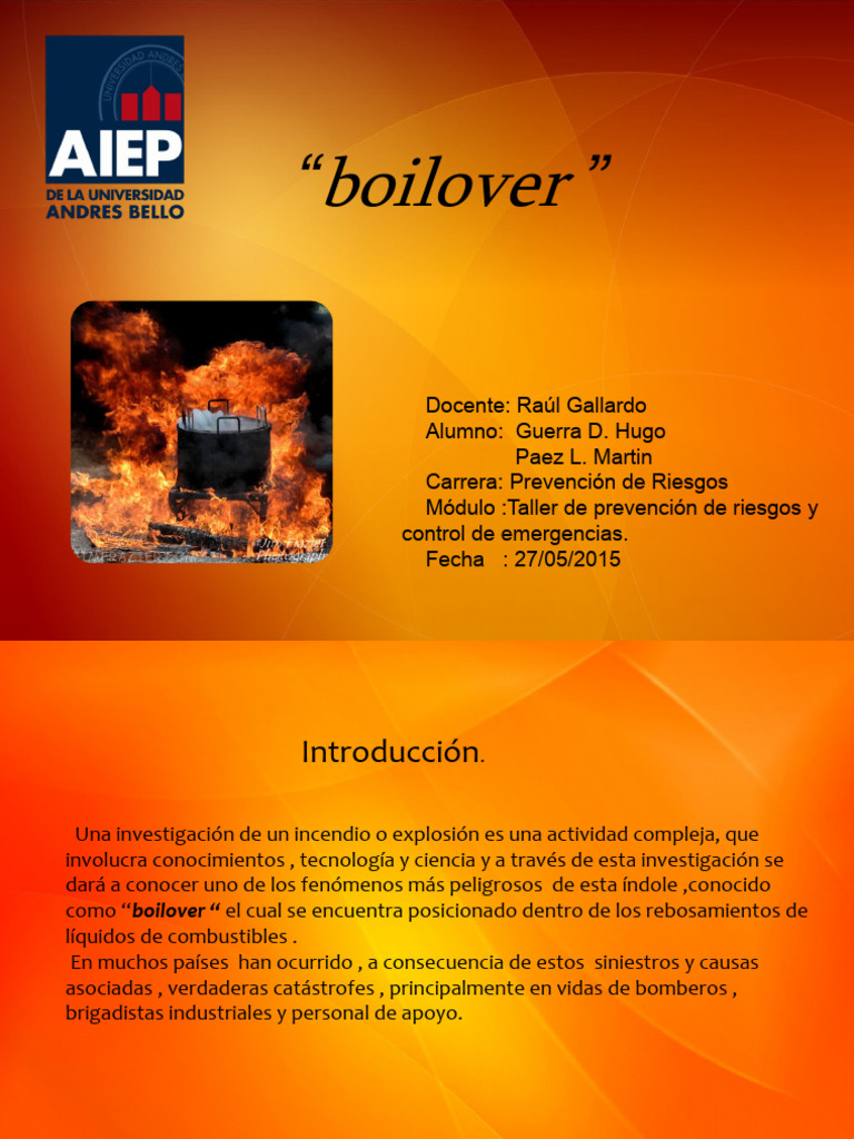 Boilover: Riesgos y Prevención | PDF | Hirviendo | Mecánica de Medios ...