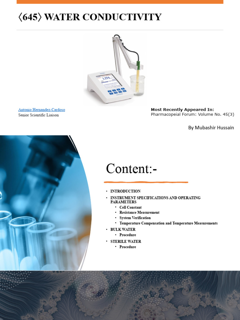 645 Water Conductivity | PDF | Ion | Calibration