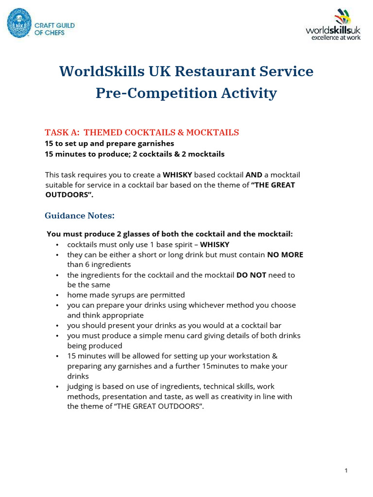 Pre Competition Activity Pack Restaurant Services | PDF | Restaurants ...