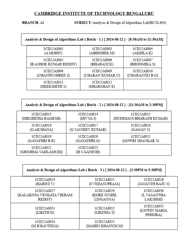 Labexam - Vtu.ac - in PracticalJuneJuly2024 UG Department Approved Batch List Print - PHP | PDF ...
