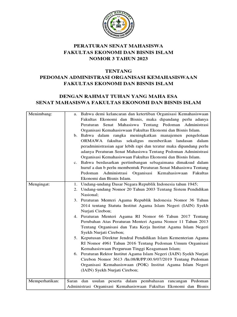 Pedoman Administrasi Ormawa Febi | PDF