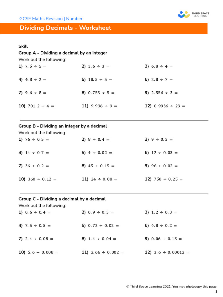 Dividing-Decimals-Worksheet | PDF