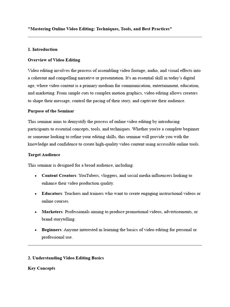 Mastering Online Video Editing | PDF | Editing | Computer File