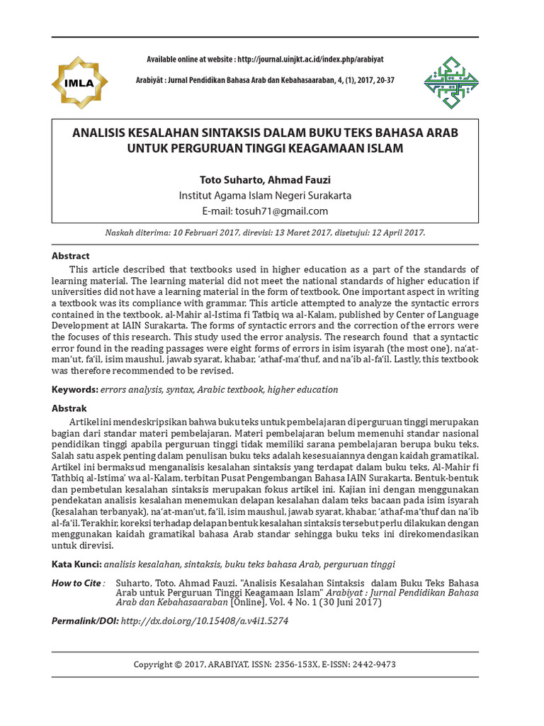 Analisis Kesalahan Sintaksis Dalam Buku | PDF | Karier & Perkembangan