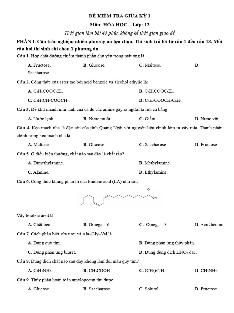 ĐỀ KIỂM TRA GIỮA KỲ 1 - MÃ 102 | PDF