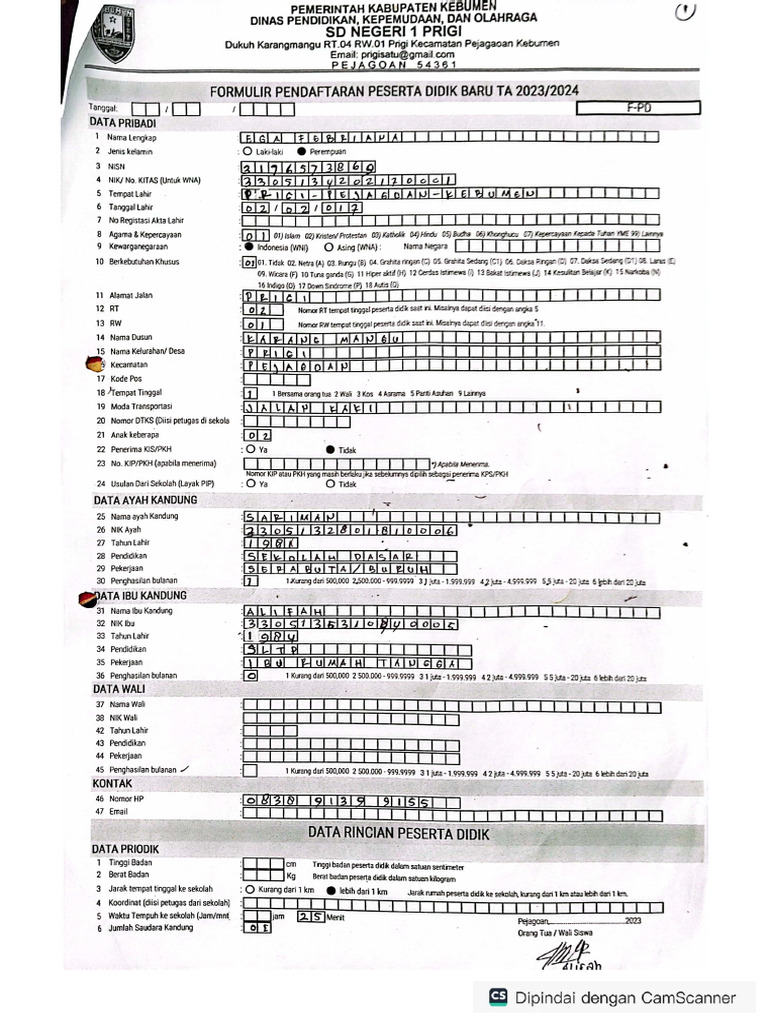 Formulir Pendaftaran Pdf