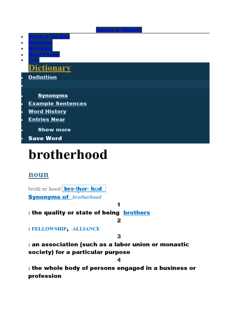 brotherhood | PDF | Lexicography | Linguistics