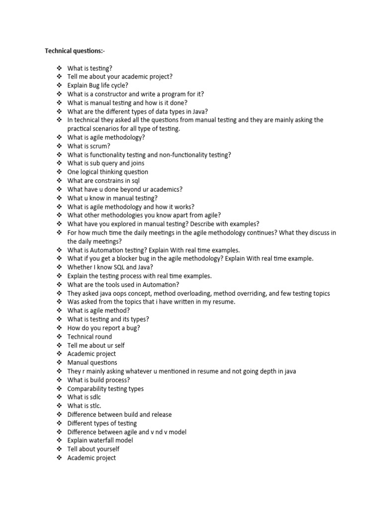 Tech Mahindra f2f Questions | PDF | Method (Computer Programming) | Software Development Process