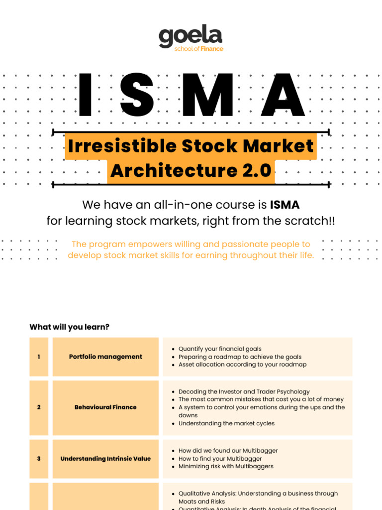 ISMA-Brochure | PDF | Investing | Investment Management
