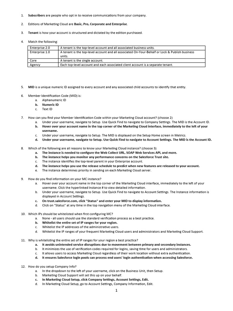 SFMC Administrator Test | PDF | Cloud Computing | Customer Relationship ...