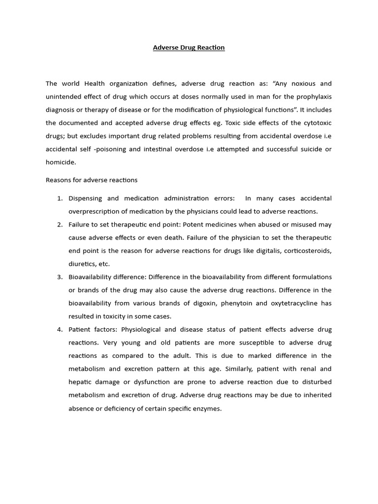 Adverse Drug Reaction - Notes | PDF | Drug Withdrawal | Antibody