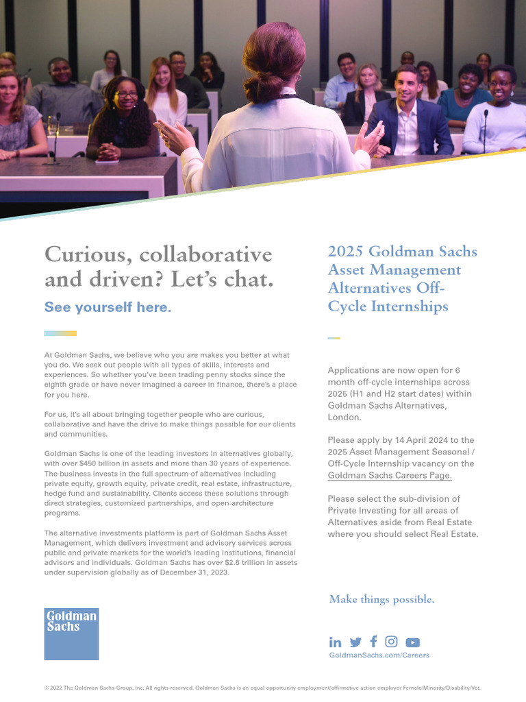 2025 Goldman Sachs AM Alternatives Off-Cycle Internships | PDF ...