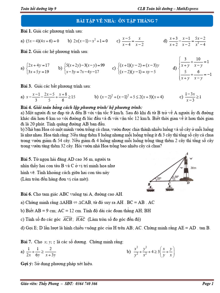 BC9.2C1.04082024 - BTVN Ôn Tập Tháng 7 | PDF