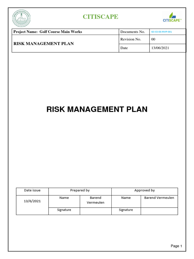 Risk Management Plan | PDF | Risk | Risk Management