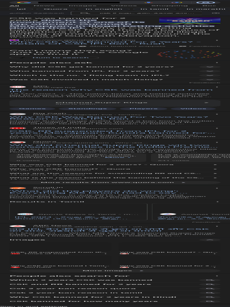 CSK 2 Year Ban Reason - Google Search | PDF | Sports | Cricket