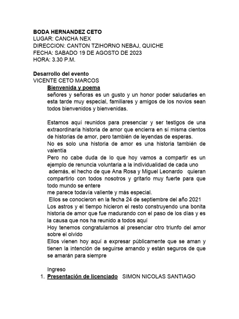 Programa Boda | PDF | Matrimonio