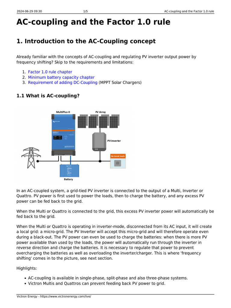 Ac-Coupling and The Factor 1.0 Rule | PDF | Power Inverter | Photovoltaics
