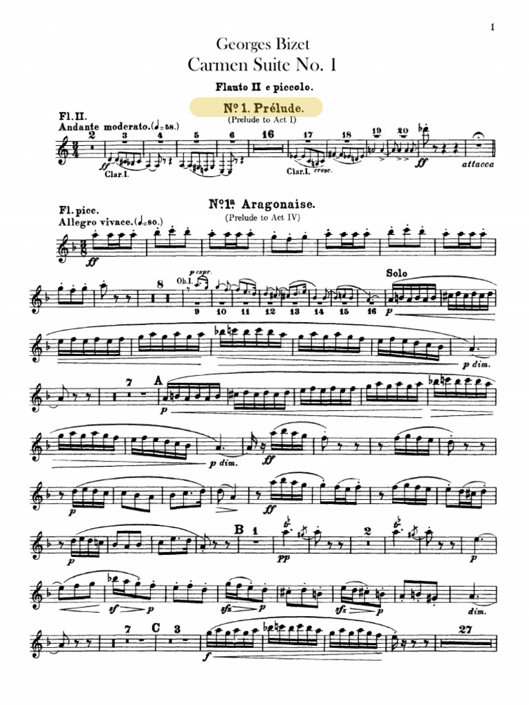 Bizet Flauta 2 Piccolo | PDF