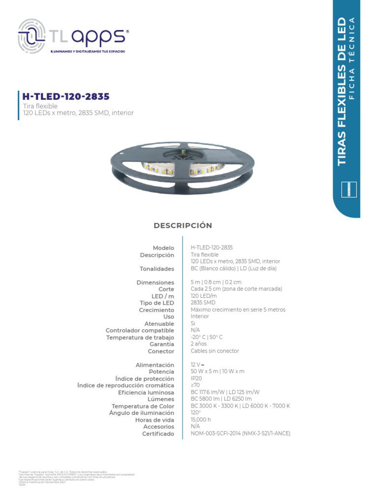 Ficha Tecnica H Tled 120 2835 | PDF | Diodo emisor de luz | Óptica