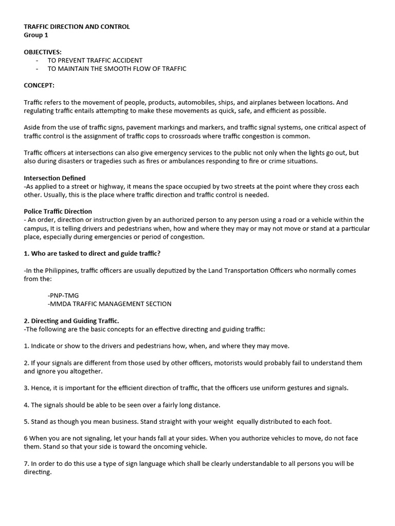 TRAFFIC DIRECTION AND CONTROL Soft | PDF | Traffic | Intersection (Road)