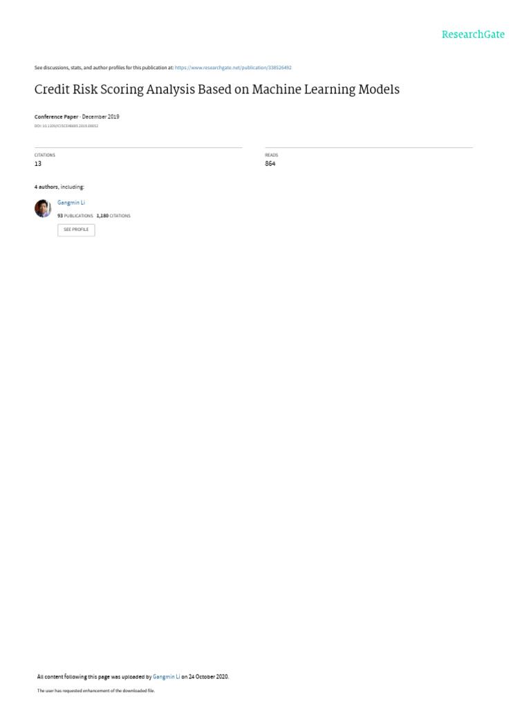 C5-IEEE-CreditRiskScoringAnalysisBasedonMachineLearningModels | PDF | Logistic Regression ...