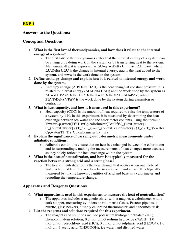 Che2622 Set Up Example of Test Questions | PDF | Heat | Solvation