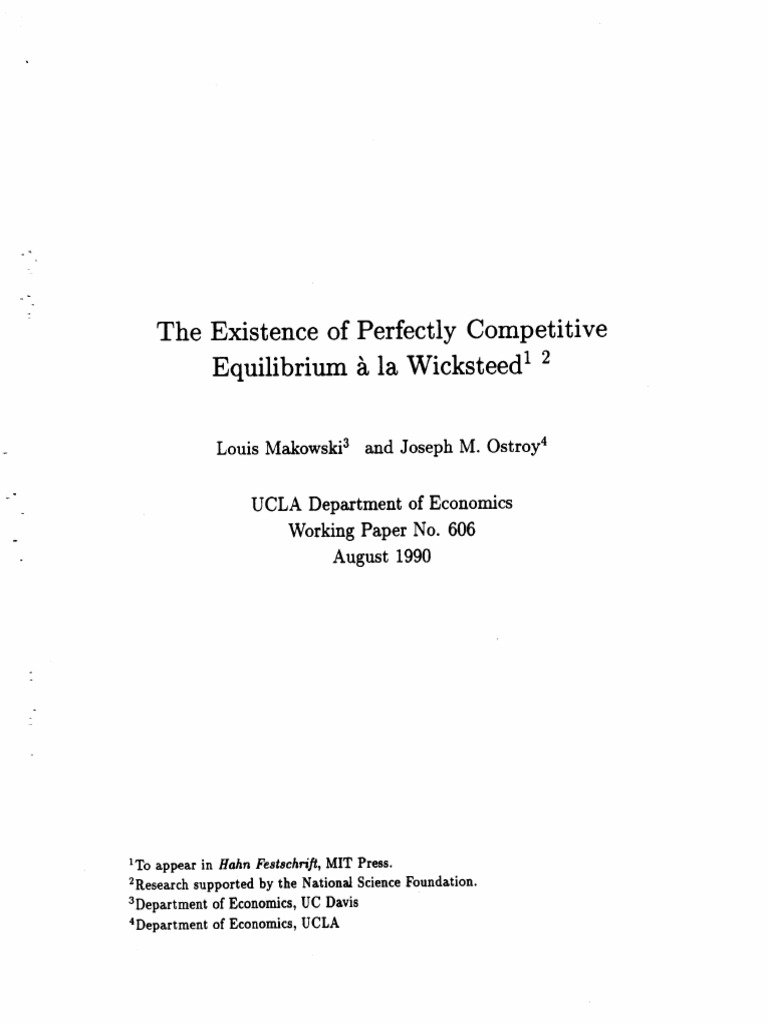The Existence of Perfectly Competitive E | PDF