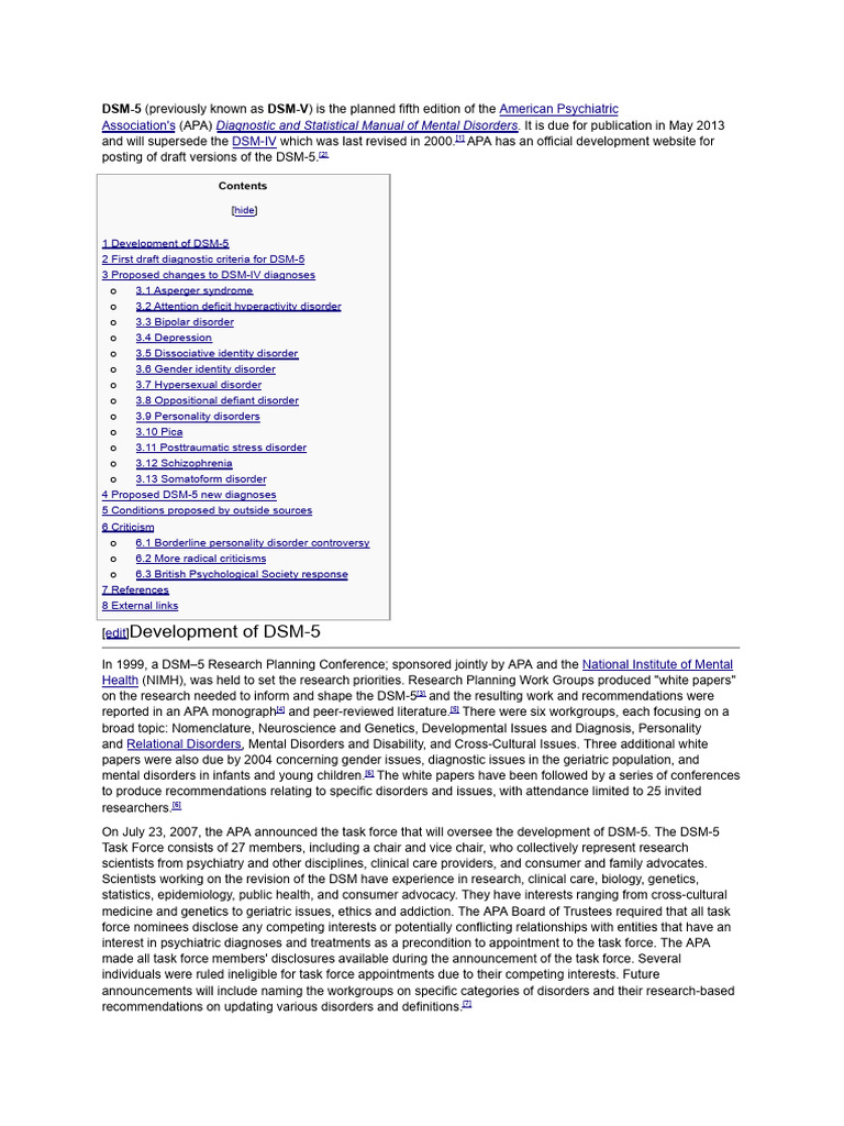 Overview of DSM-5 Changes and Development | PDF | Dsm 5 | Mental Disorder