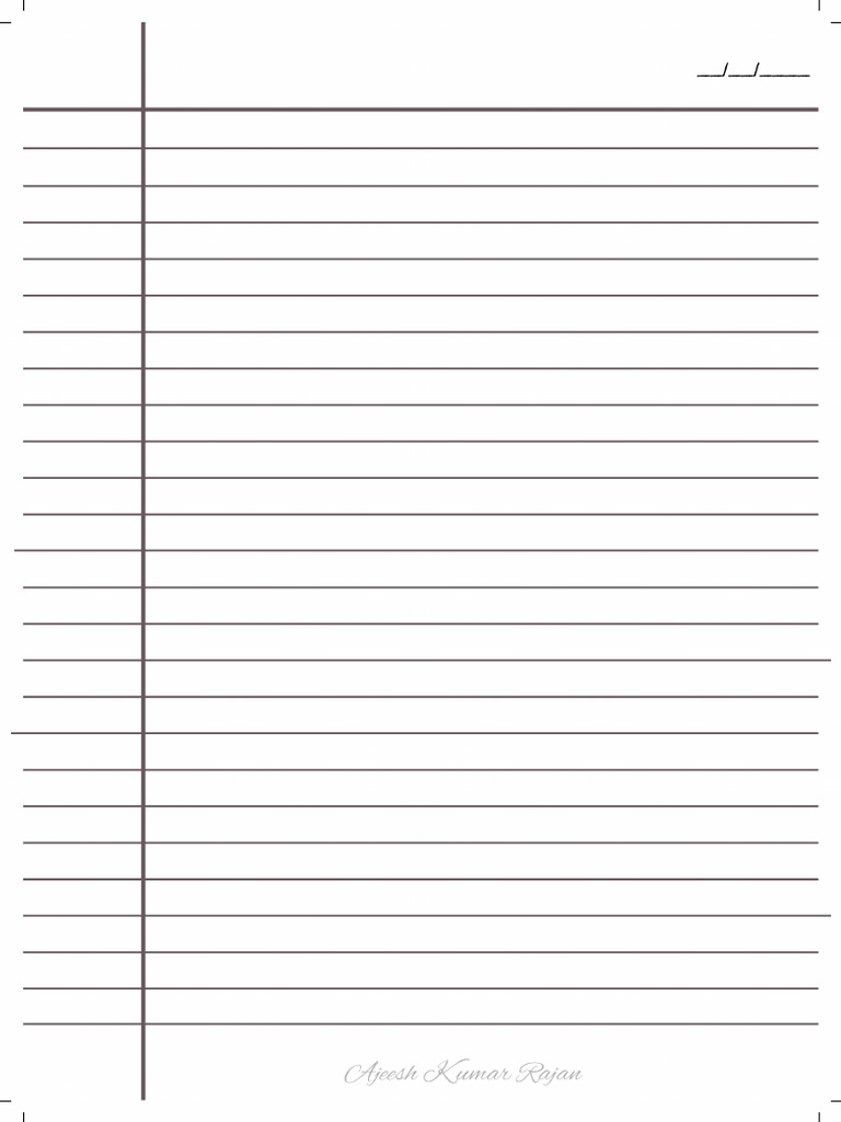 Black & White Minimalist Simple Lined Paper Daily Notes Document A4 | PDF