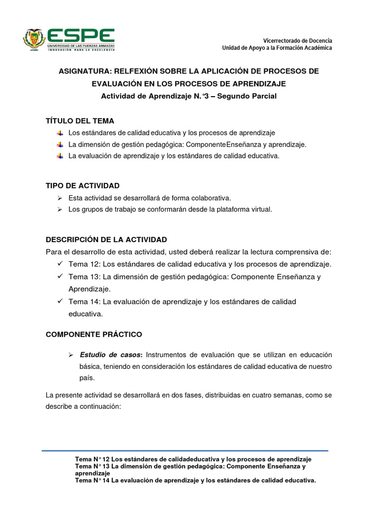 Actividad de Aprendizaje 3 - Segundo Parcial | PDF | Evaluación | Enseñando