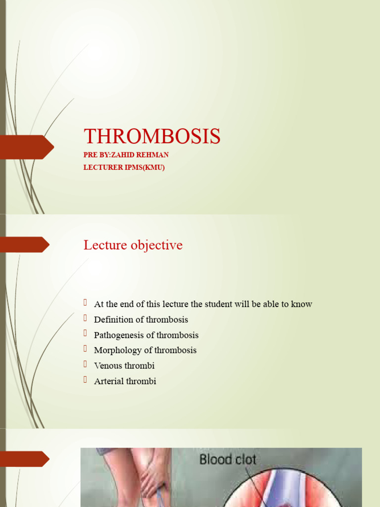 Thrombosis | PDF | Thrombosis | Thrombus