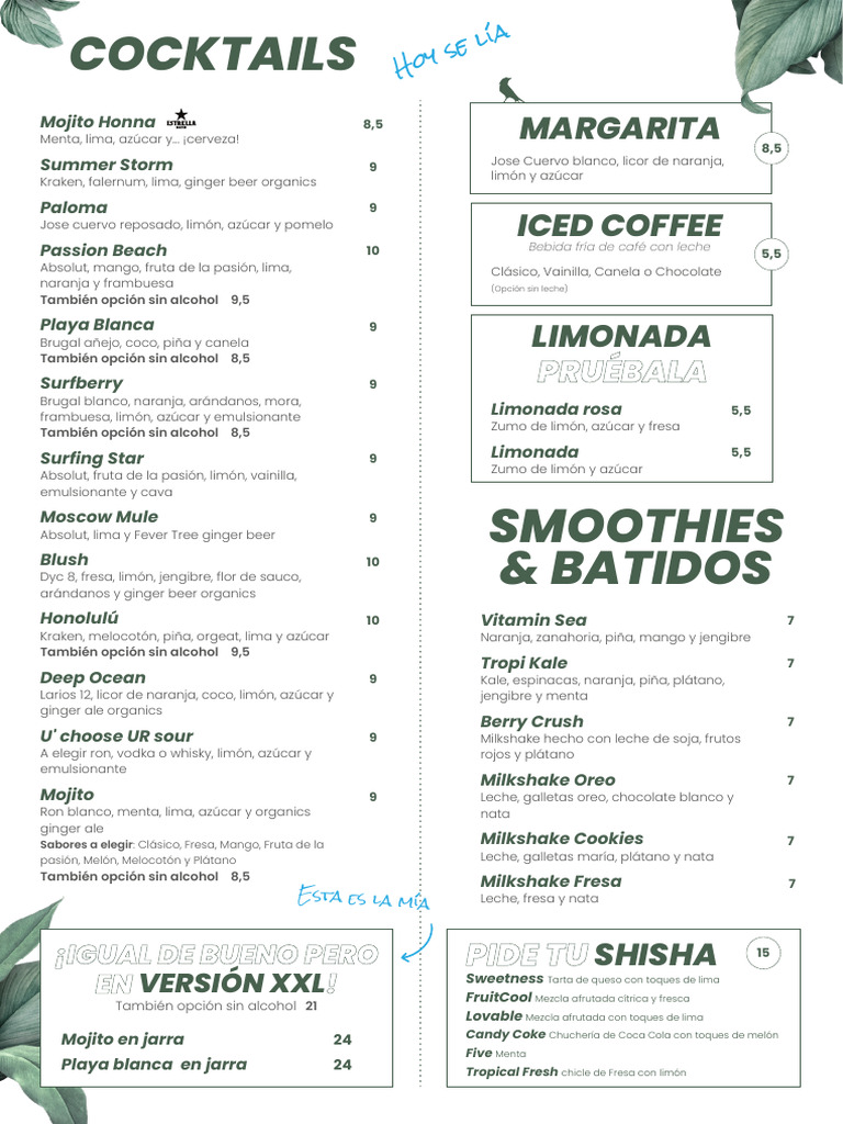 Bebidas y Comidas Refrescantes en Honna | PDF | ensalada | Alimentos