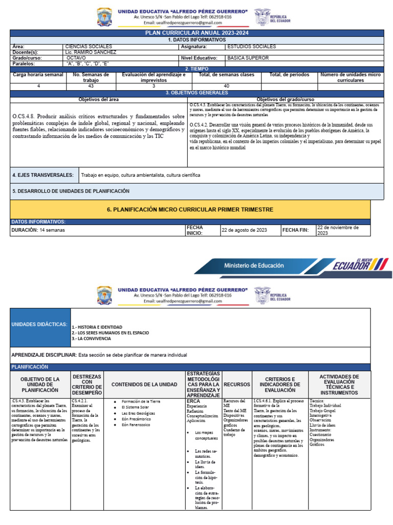 Pca - Eess - Octavos - 2023-2024 | PDF | Evaluación | Enseñando