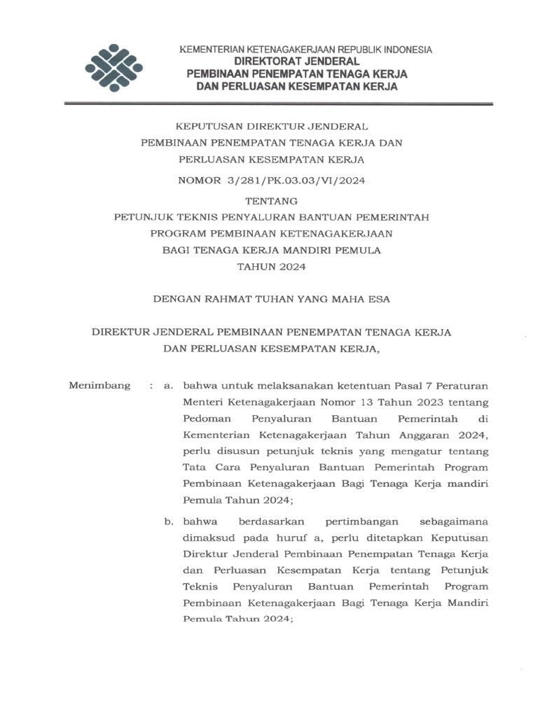 Juknis Penyaluran Bantuan TKMP 2024 | PDF