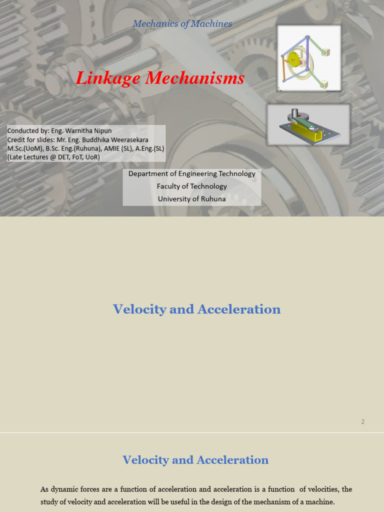Linkage Mechanism - Continue | PDF | Acceleration | Velocity