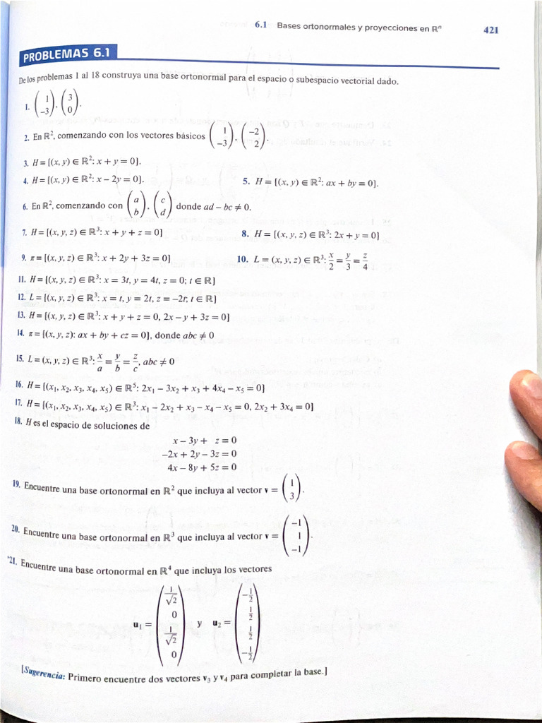 Ejercicios Algebra Lineal, Grossman CAP2 - CAP6 Bases Ortonormales | PDF