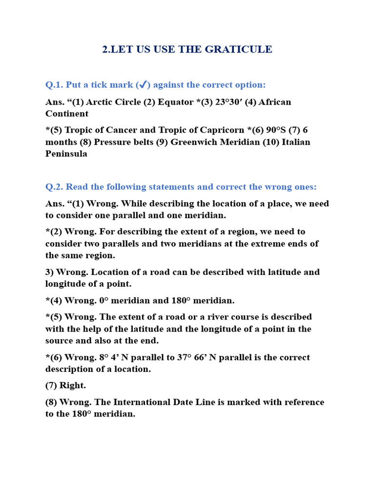 Let Us Use The Graticule STD 6 | PDF | Equator | Geography