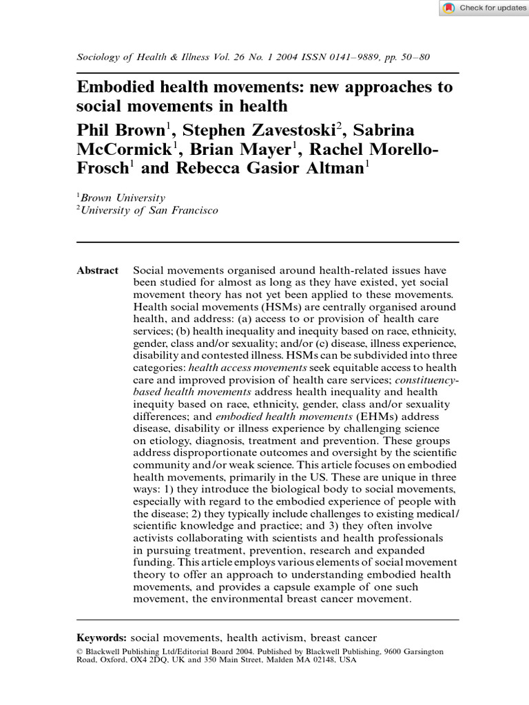 BROWN. Embodied Health Movements | PDF | Science | Knowledge