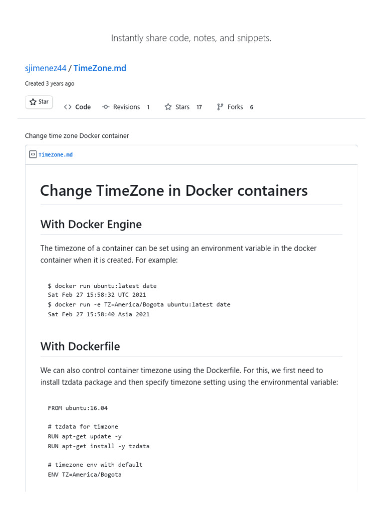 Change Time Zone Docker Container GitHub | PDF | Computer Science | Utility Software